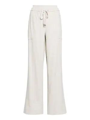 LORENA ANTONIAZZI Linen-Blend Wide-Leg Trousers