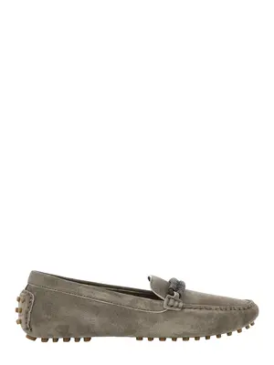 Brunello Cucinelli Suede Loafers With Monili Detail - Brown