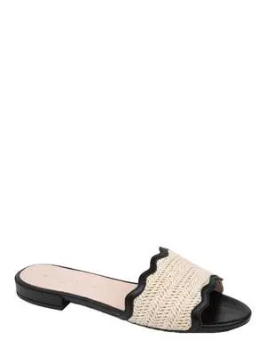 PATRICIA GREEN Emma Raffia Slide Sandal - Black