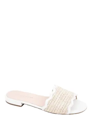 PATRICIA GREEN Patricia Green Emma Raffia Slide Sandal White