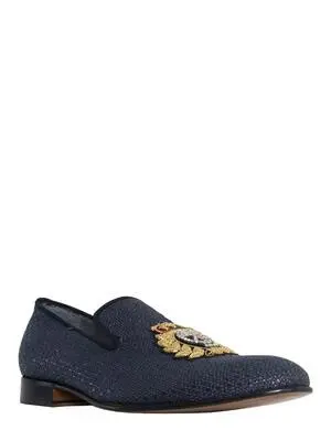 DONALD PLINER Crest Embroidered Loafer - Navy