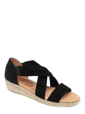 PATRICIA GREEN Eliza Espadrille Wedge Sandals - Black Suede