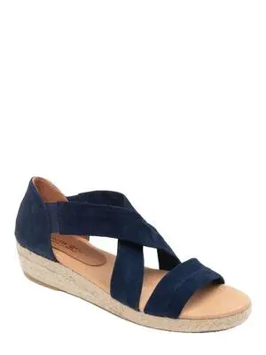 PATRICIA GREEN Eliza Espadrille Wedge Sandals - Navy Suede