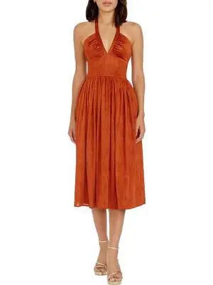 Dress The Population Briar Jacquard Cocktail Dress - Burnt Orange