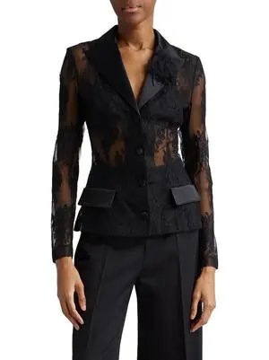 Dolce & Gabbana Sheer Floral Lace Jacket - N0000 Nero