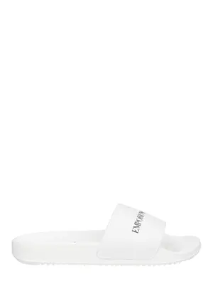Emporio Armani Leather Slides - White