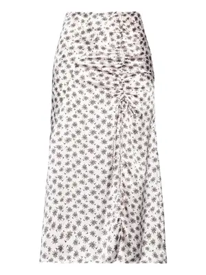 Maje Midi Skirt In Polyester With Floral Print - Pink