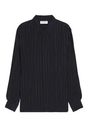 Saint Laurent Chemise Col Yves In Black - Marine