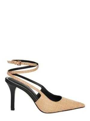 Paige Sawyer Ankle Wrap Pointed Toe Pumps - Natural