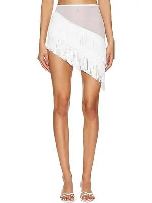 Norma Kamali Spliced Fringe Skirt - Snow White