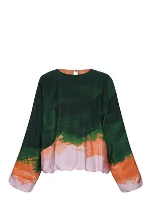 Dries Van Noten Capo Printed Silk-blend Top Fr 36 Multi