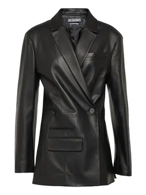 Jacquemus La Veste Tibau Cuir Leather Blazer - Black