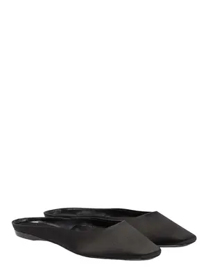 Saint Laurent Lido Satin Crêpe Flats - Black