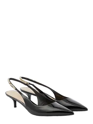 Gucci Signoria Patent Leather Slingback Pumps - Black