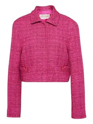 Valentino Garavani Vgold Cropped Lamé Tweed Jacket - Pink