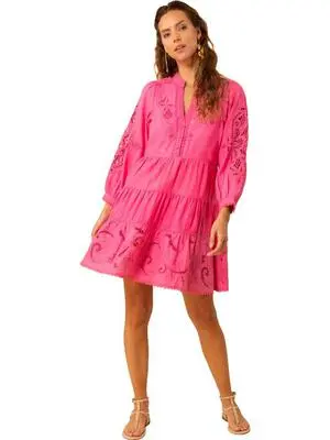 Hale Bob Aubree Embroidered Mini Dress - Pink