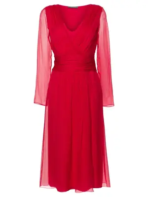 Alberta Ferretti A-line Silk Wrap Dress - Red