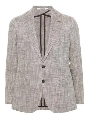 Tagliatore Herringbone Single-breasted Blazer - Brown