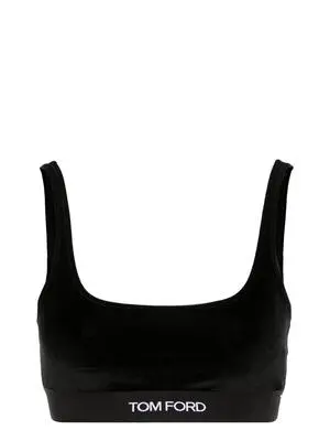 TOM FORD Logo-jacquard Velvet Bralette Top - Black