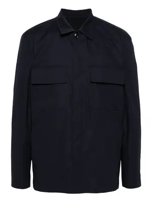 LARDINI Flap-pocket Cotton Shirt Jacket - Blue