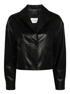 YVES SALOMON Cropped Leather Jacket - Black