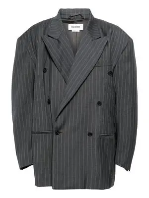 HED MAYNER Striped Double-breasted Blazer - Grey