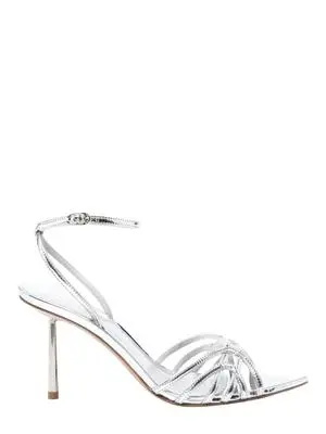 LE SILLA 80mm Bella Leather Sandals - Silver