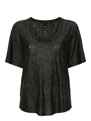 Pinko Short-sleeve Linen T-shirt - Black