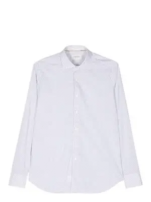 TINTORIA MATTEI 954 Geometric-print Cotton-blend Shirt - White