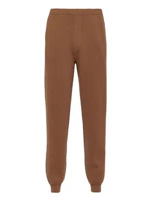 Prada Cashmere Tapered Track Pants - Brown