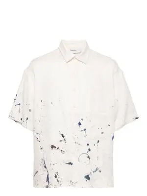 DOMREBEL Monday Splatter-print Linen Shirt - White