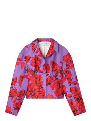 AZ FACTORY Hibiscus-print Cropped Jacket - Purple