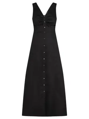 Karl Lagerfeld Cotton Maxi Shirt Dress - Black