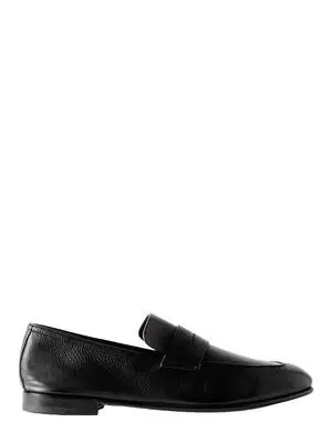 Zegna L'asola Secondskin Full-grain Leather Penny Loafers - Black