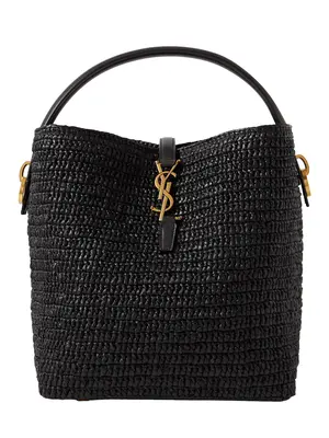 Saint Laurent Le 37 Raffia Bucket Bag - Black