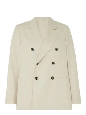 Loro Piana Double-breasted Silk-dupioni Blazer - Cream