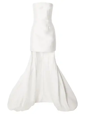 Solace London Neva Strapless Satin-twill Gown - Cream
