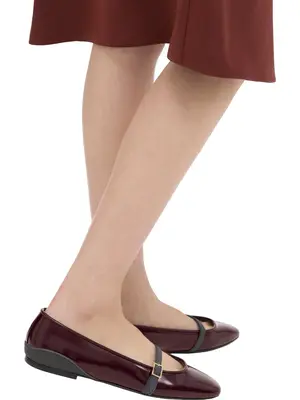 Theory Theory Leather Ballerina Flat Bordeaux