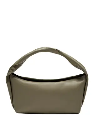 Massimo Dutti Massimo Dutti Nappa Leather Croissant Bag Khaki