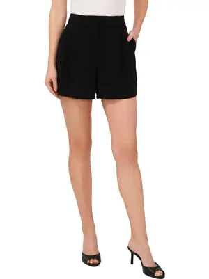 CECE DUPRAZ CeCe Pleated High-Waist Shorts Rich Black