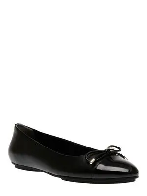 Anne Klein Luci Cap Toe Ballet Flat - Black Microsuede/patent