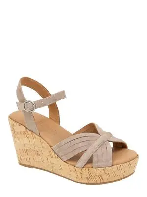 Gentle Souls By Kenneth Cole Nomi Platform Wedge Sandal - Mushroom Suede