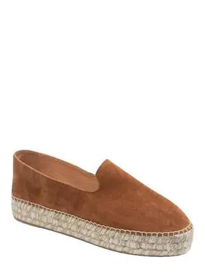 PATRICIA GREEN Avery Espadrille Platform Flats - Cognac Suede