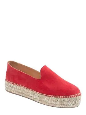 PATRICIA GREEN Avery Espadrille Platform Flats - Red Suede