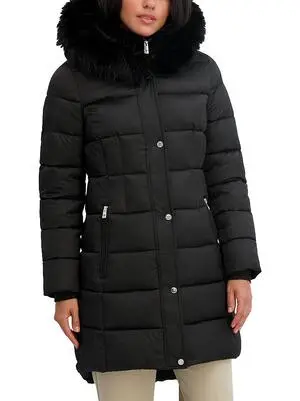 Tahari Dana Quilted Hooded Coat - Noir