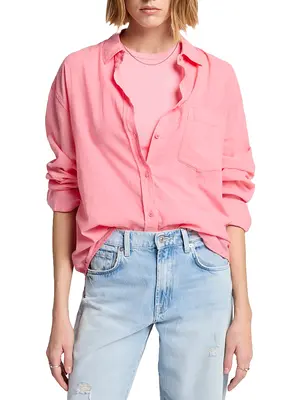 7 For All Mankind Button-Front Shirt Blush