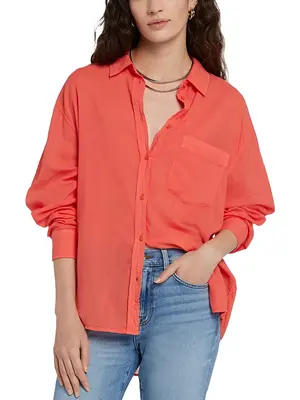 7 For All Mankind Button-Front Shirt Grapefruit