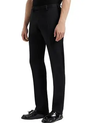 Emporio Armani Slim Fit Tropical Wool Trousers - Solid Black