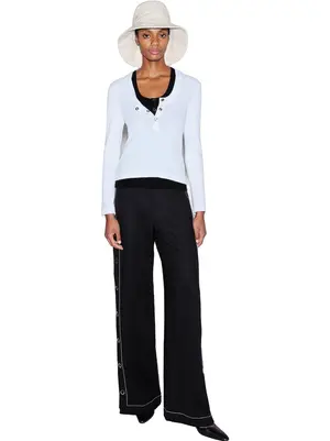 Rosetta Getty Snap Straight Leg Pant - Black