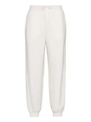 Prada Cashmere Jogger Pants With Logo - Bianco